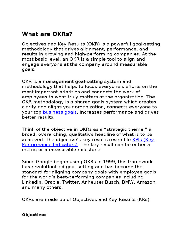 What Are OKRs | PDF | Goal | Career & Growth