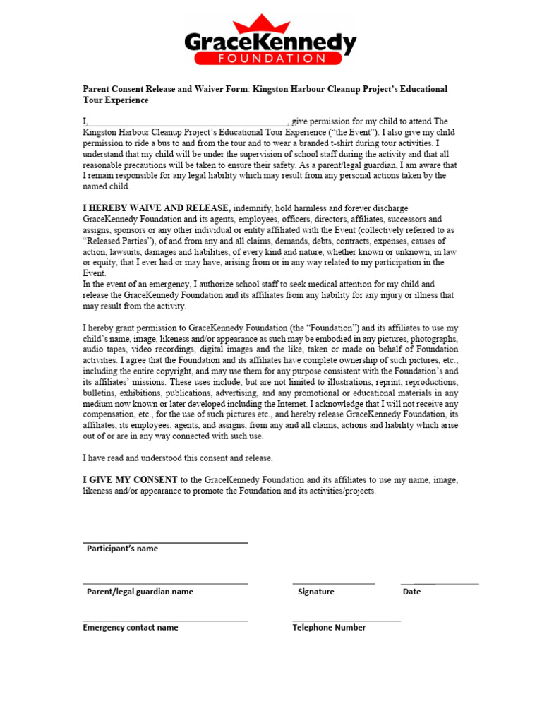 GKF Release Form and Waiver - 2023 | PDF