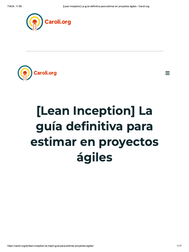 (Lean Inception) La Guía Definitiva para Estimar en Proyectos Ágiles | PDF