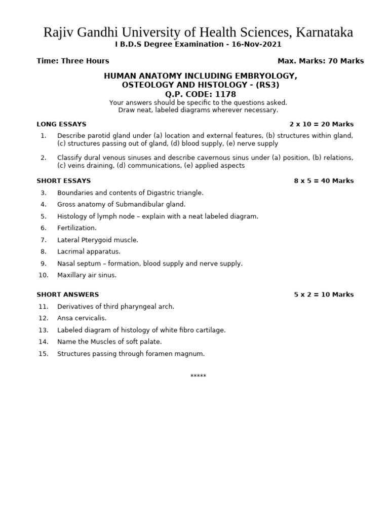 BDS - 1178 - General Anatomy Including Embryology and Histology - Gattp ...