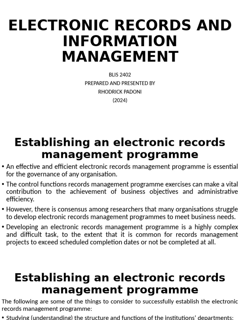 Electronic Records Management Essentials | PDF | Records Management ...
