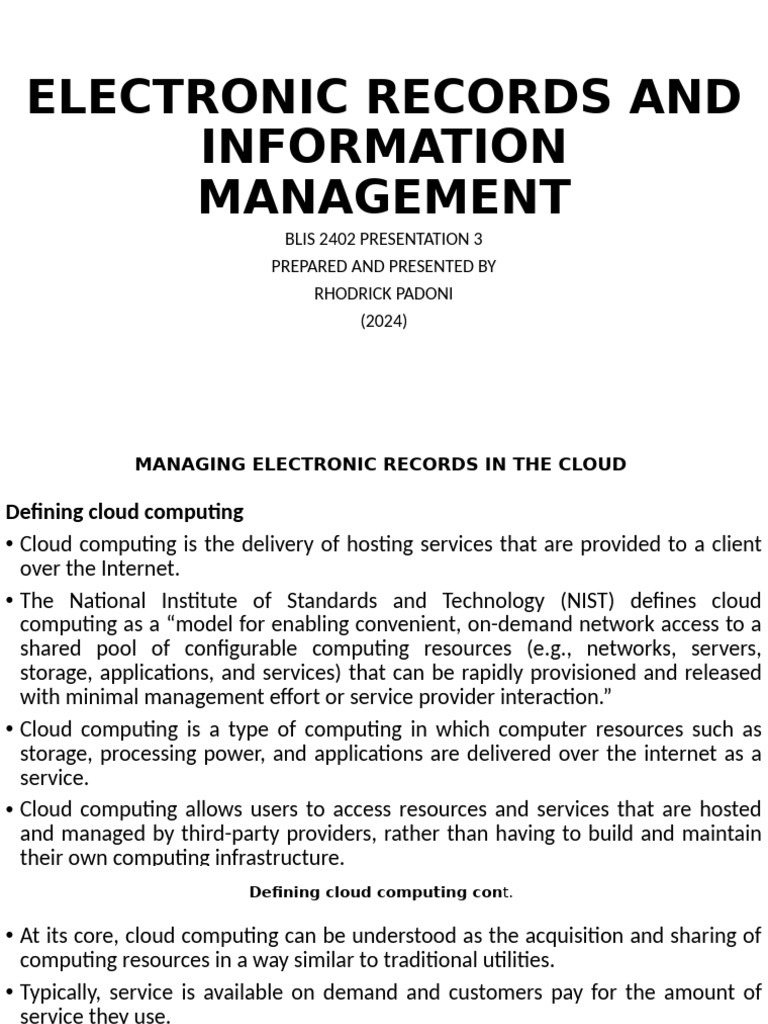 Managing Cloud-Based Records | PDF | Cloud Computing | Software As A ...