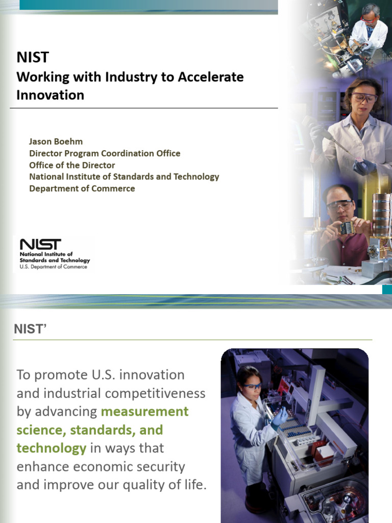 NIST Innovation and Manufacturing Support | PDF | National Institute Of ...