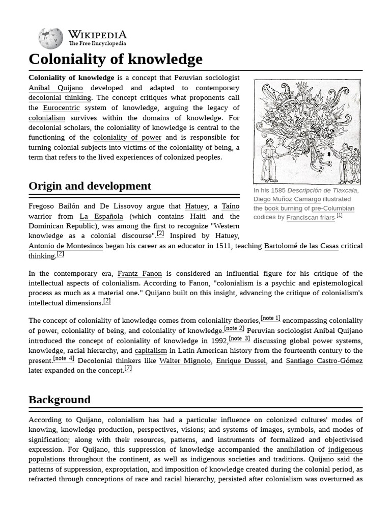 Coloniality of Knowledge Explained | PDF | Social Science