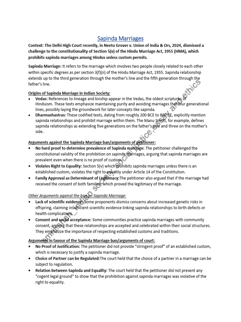 Sapinda Marriage | PDF