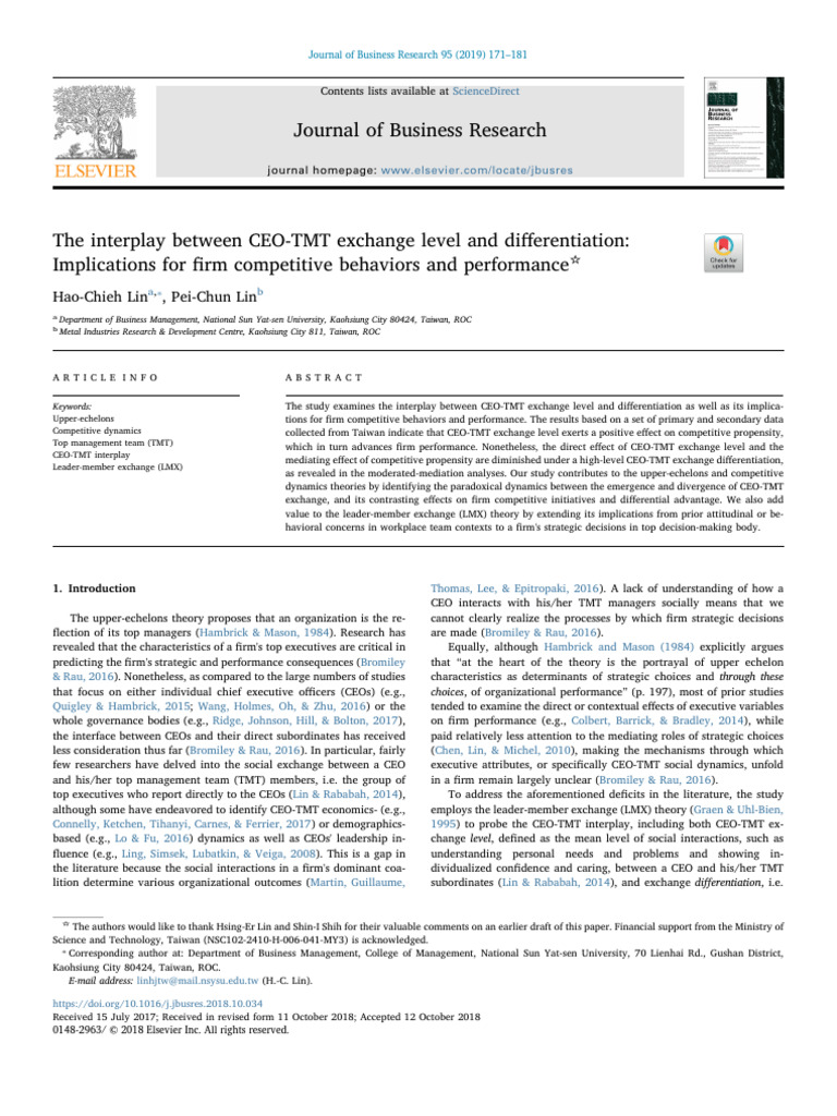 Lin 2019 CEO | PDF