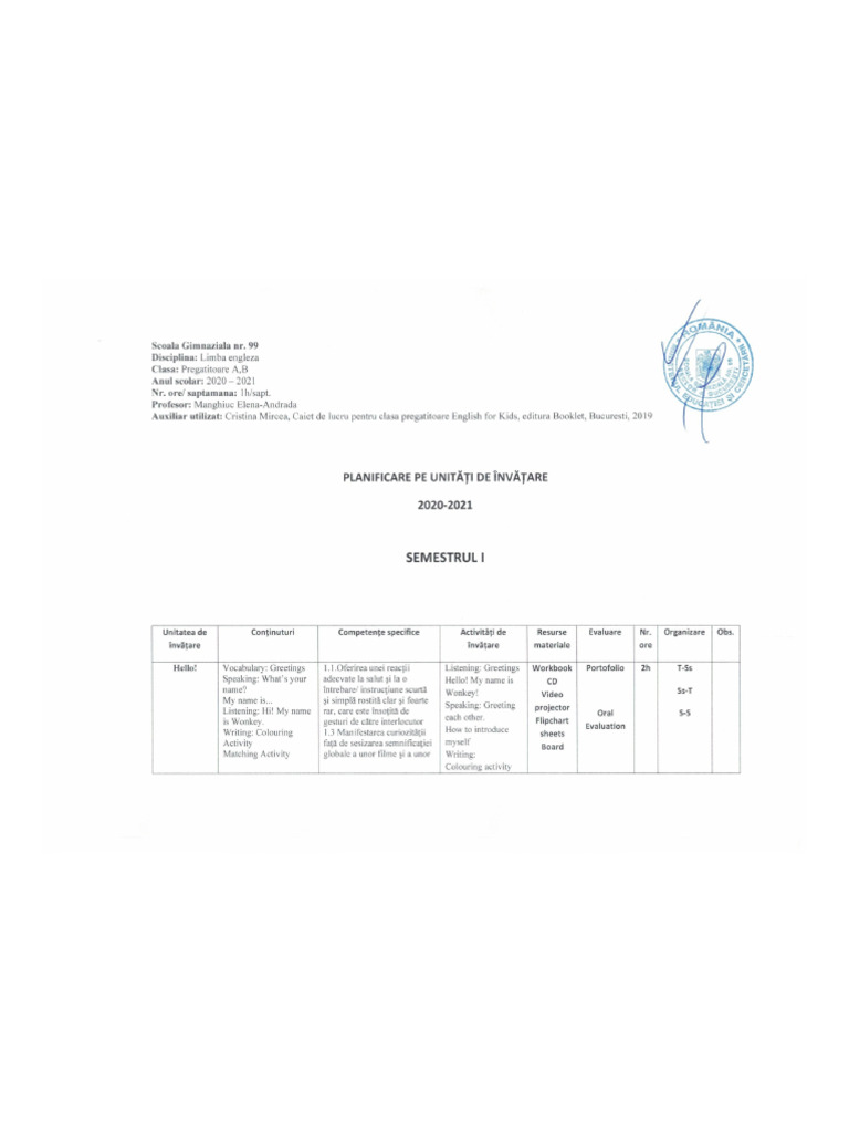 Planificari Pe Unitati de Invatare | PDF