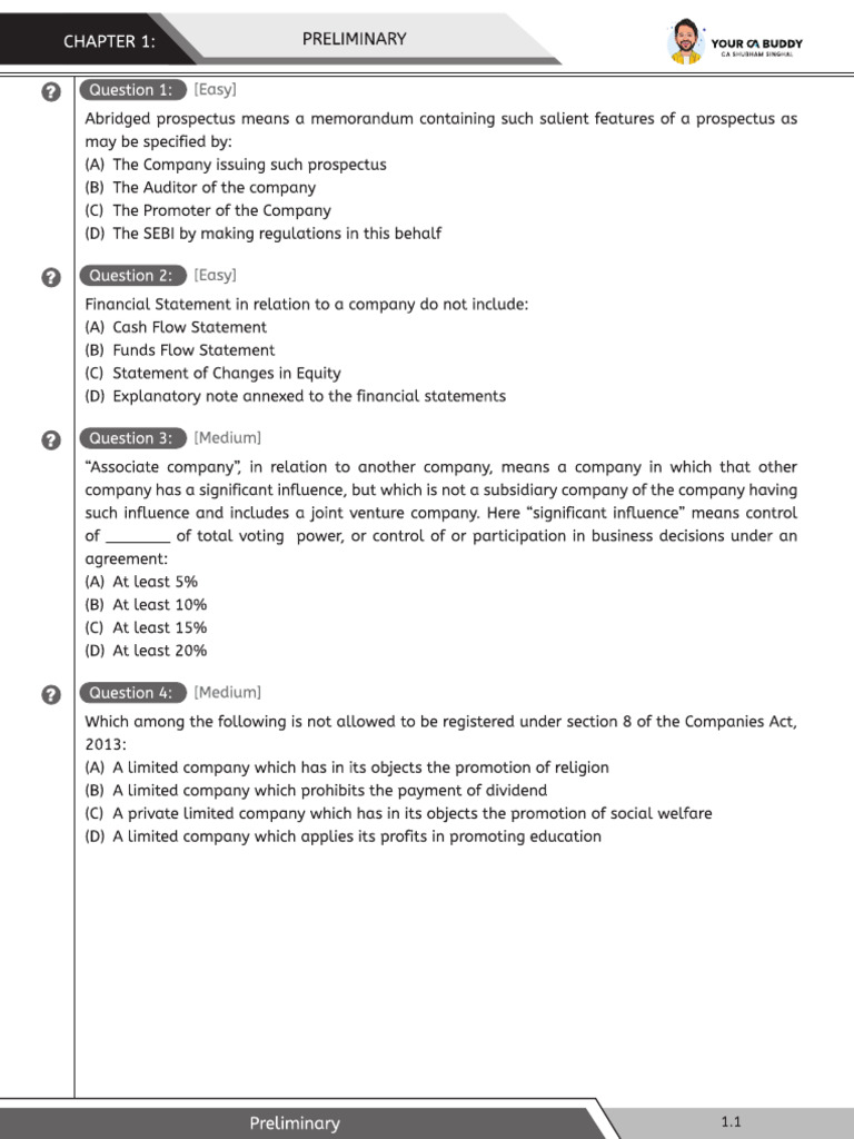 CA Inter Law Chp Wise MCQs @CAInterLegends | PDF