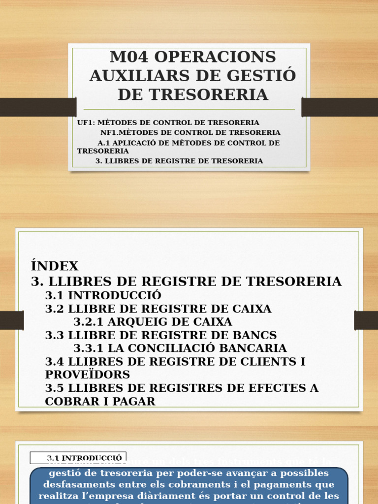 Operacions Auxiliars de Tresorerai - 3. Llibres de Registre de Tresoreria | PDF