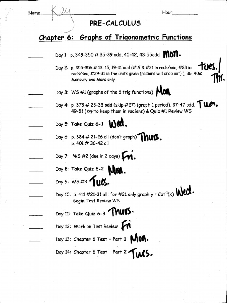 Chapter 6 Notes Key - Pre Calc | PDF