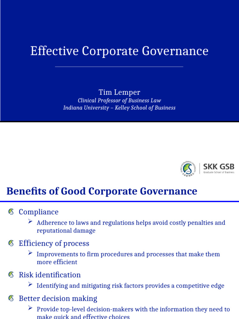 Effective Corporate Governance | PDF