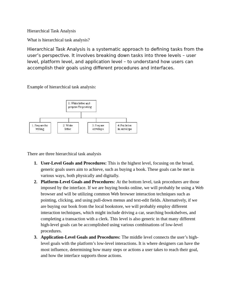 Hierarchial Task Analysis HTA | PDF