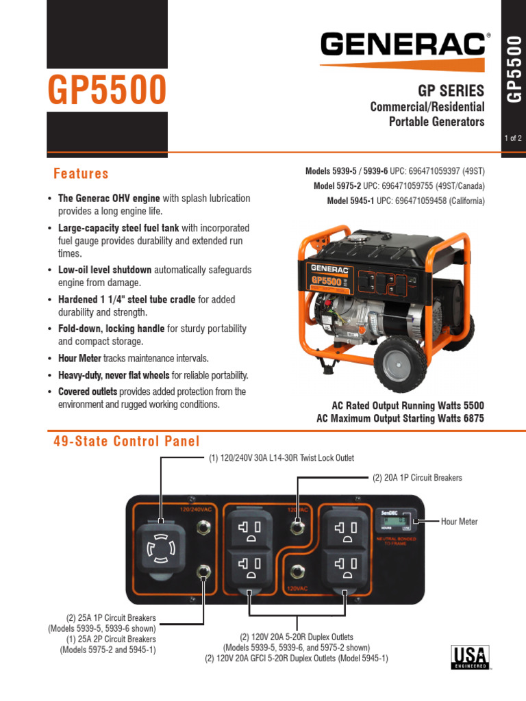 Generac-gp5500-5939-brochure | PDF