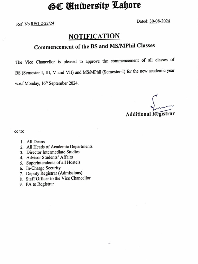 Class Commencement Notice Rev1 | PDF