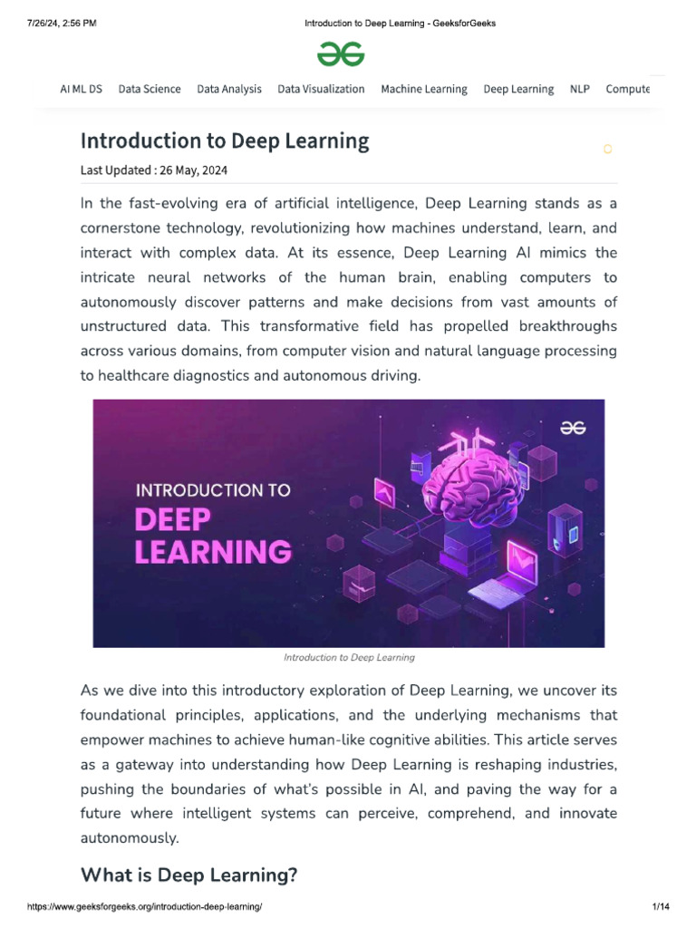 Intro to Deep Learning (ML Class) | PDF