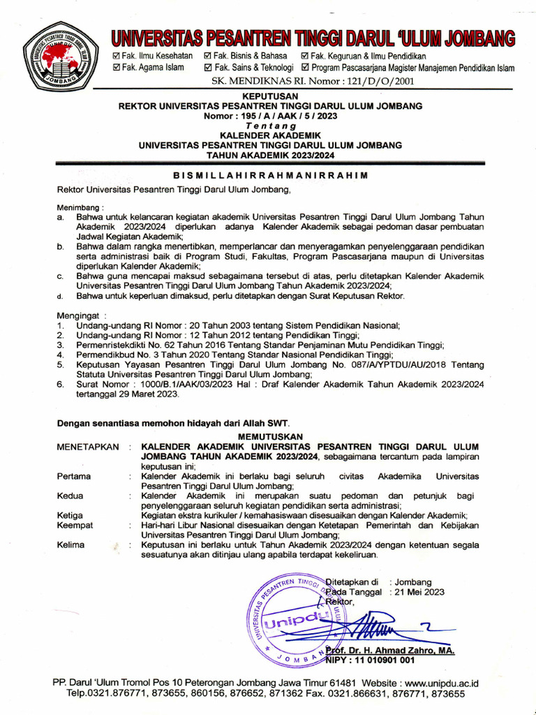 Unipdu - Kalender Akademik 2023-2024 | PDF