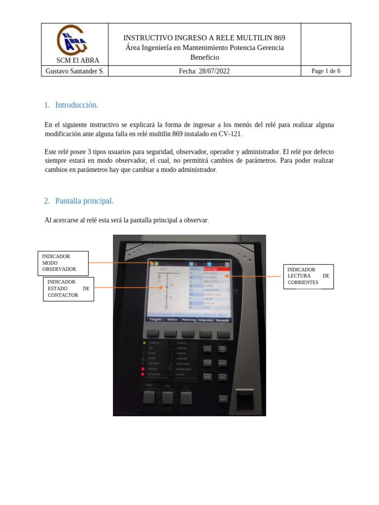 Instructivo Multilin 869 | PDF