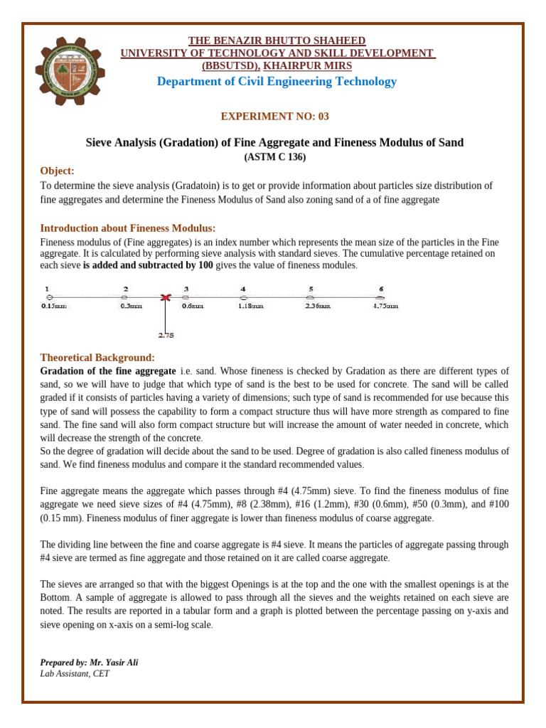 3 Sieve Analysis (Gradation) of Fine Aggregate and Fineness Modulus of ...