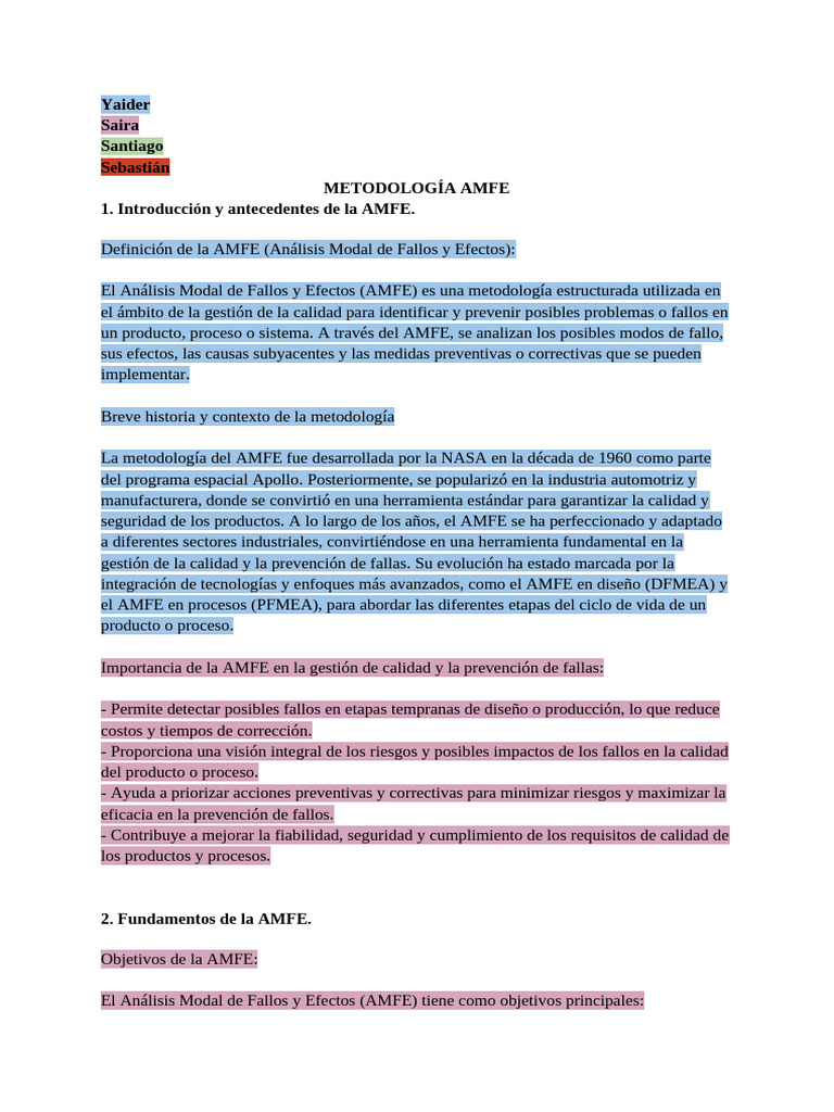 Metodología Amfe - Información | PDF