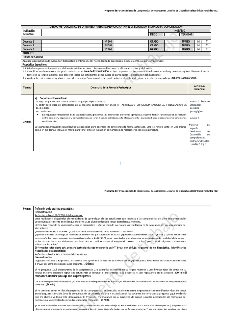 Dise o Met Asesoria N 1 Secundaria Comunicaci N | PDF