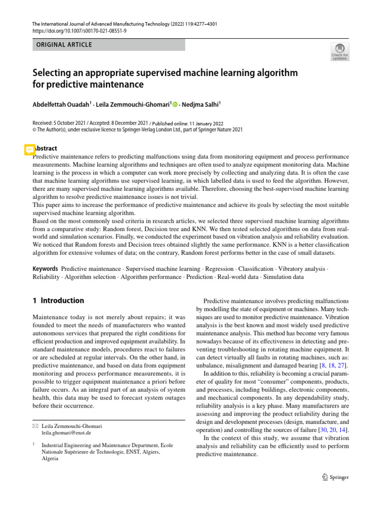 Selecting An Appropriate Supervised Machine Learning Algorithm | PDF