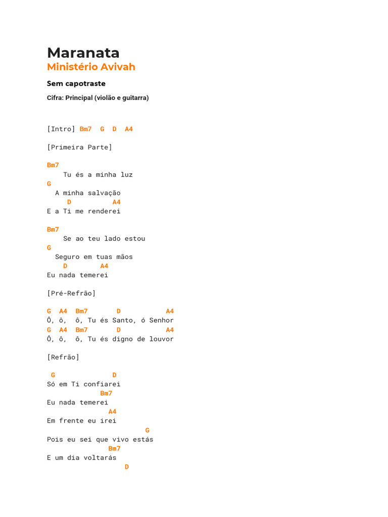 Cifra Maranata - Ministério Avivah | PDF