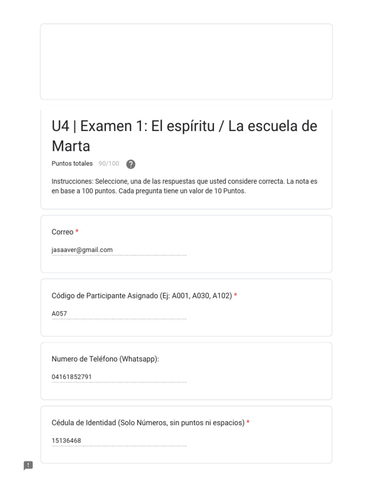 U4 - Examen 1 - El Espíritu - La Escuela de Marta | PDF