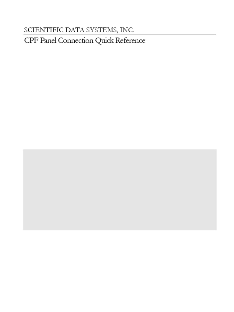 CPF Quick Reference | PDF