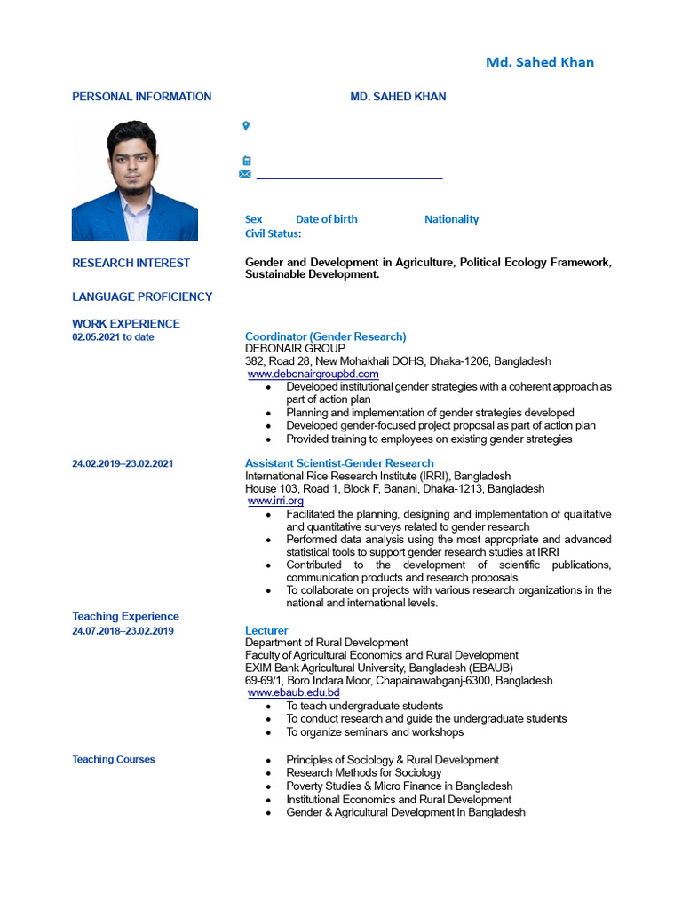 Resume - Md. Sahed Khan | PDF