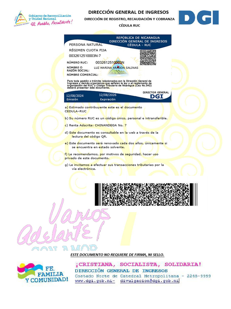 Cedula RUC 2024 MAMA DON EMILIO | PDF