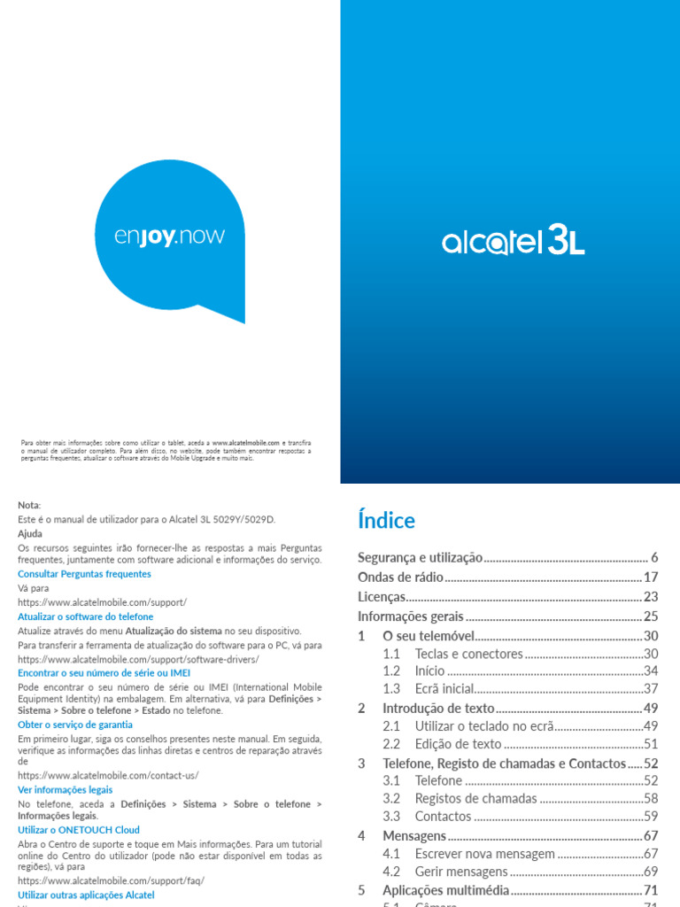 Alcatel-3L 5029Y 5029D UM PT V0.2 20200227 | PDF | Celulares | Wi-Fi