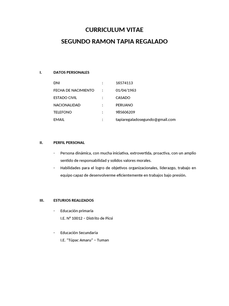 C.V. Seundo Ramon Tapia Regalado | PDF