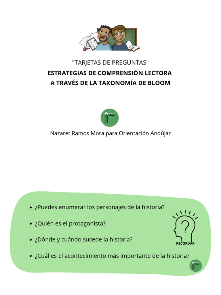 TARJETAS-DE-PREGUNTAS-TAXONOMIA-DEL-BLOOM | PDF