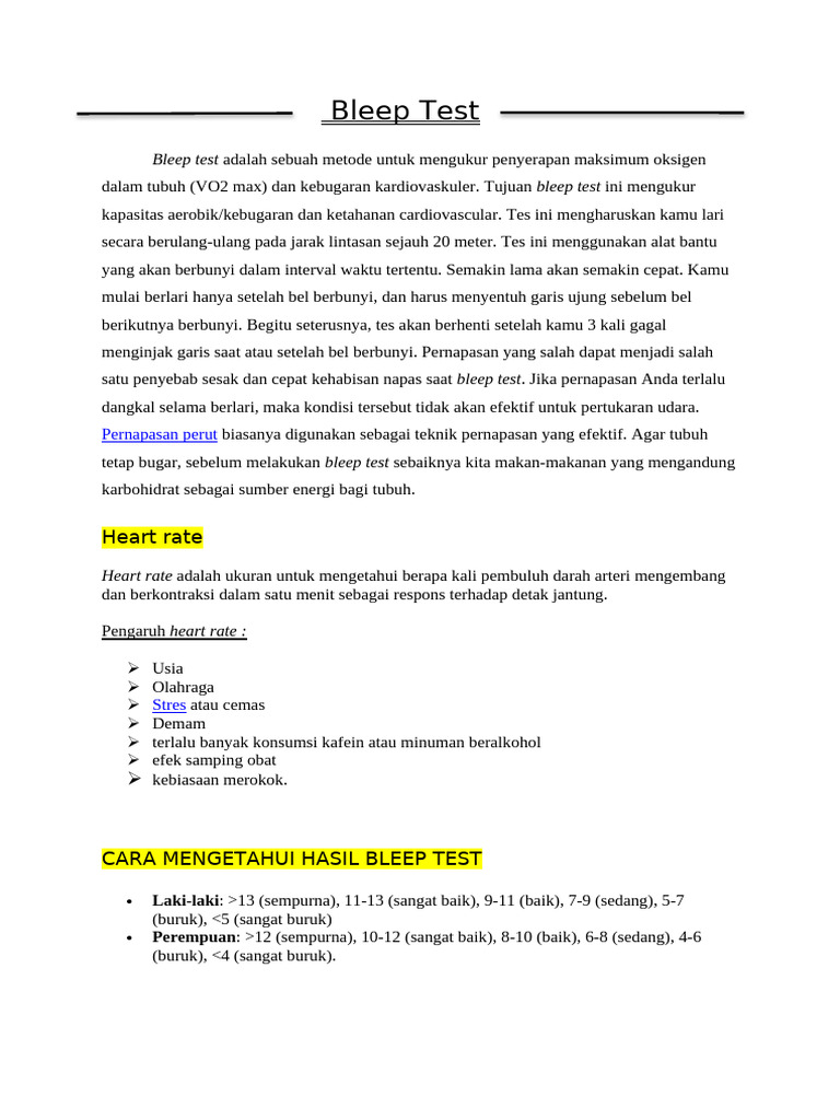 Bleep Test | PDF
