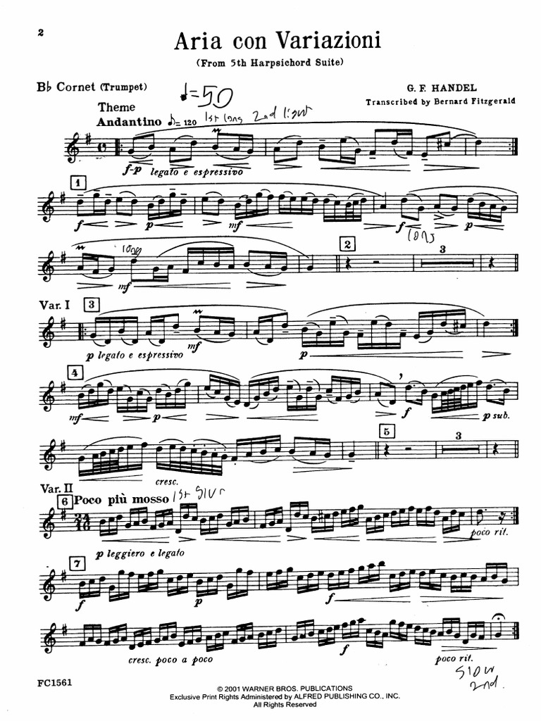 Aria Con Variazioni Piano Score | PDF