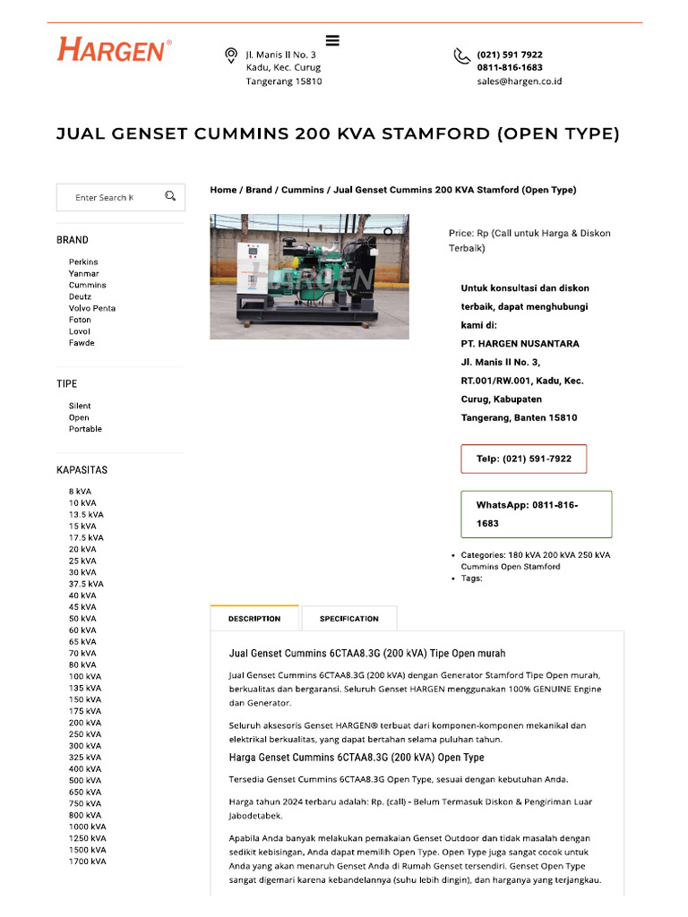 200 kVA GEnset | PDF