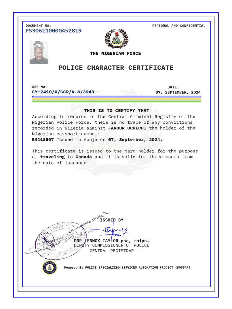 Powered by POLICE SPECIALIZED SERVICES AUTOMATION PROJECT (POSSAP) | PDF