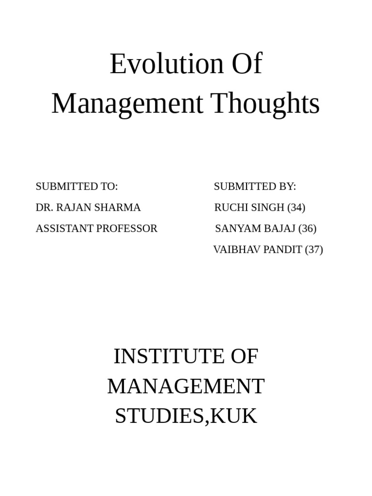 Evolution of Management Thoughts | PDF | Economics | Career & Growth