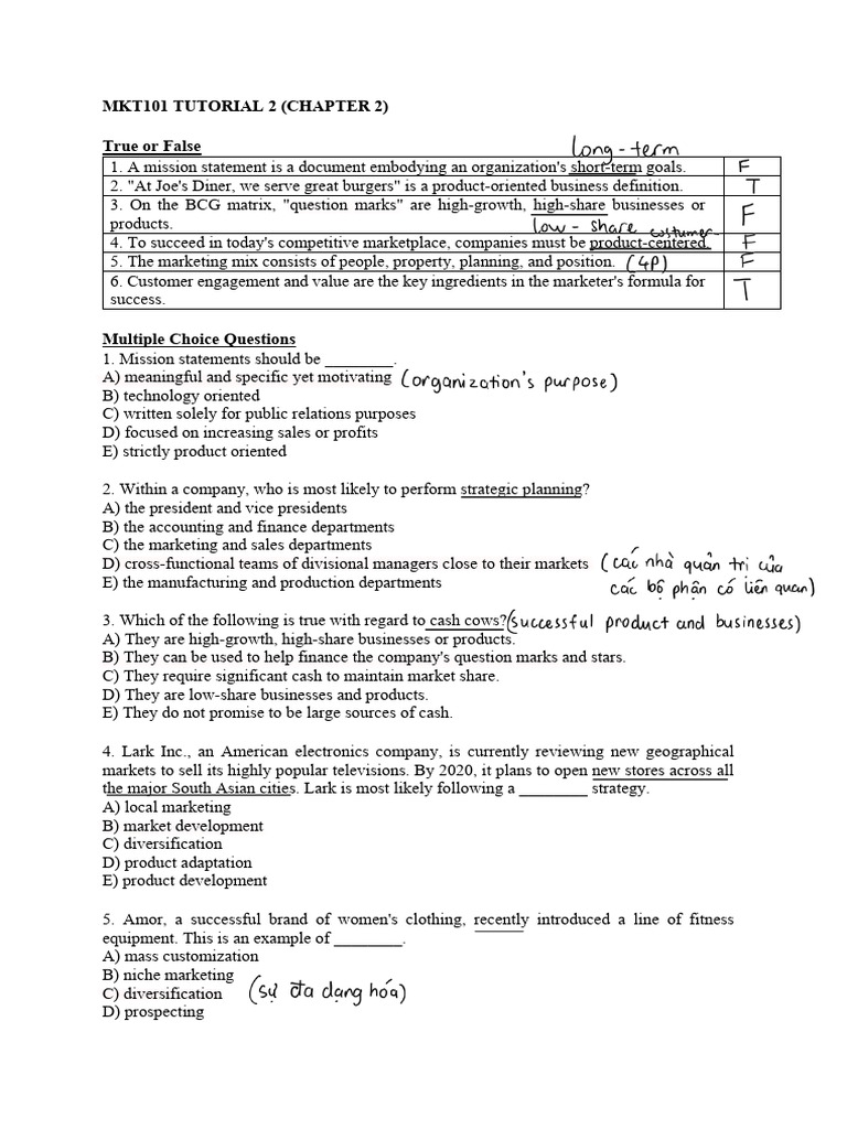MKT101 Tutorial 2 | PDF