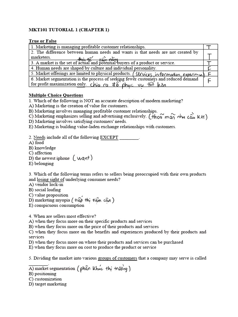 MKT101 Tutorial 1 | PDF