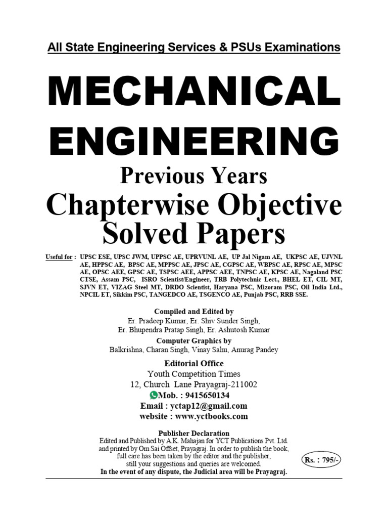 State PSC Ae Ese Isro Gate Psu Mechanical Engg Vol 1 | PDF