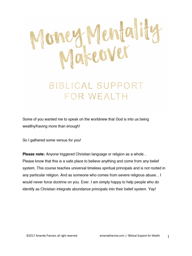 Biblical Support For Wealth | PDF