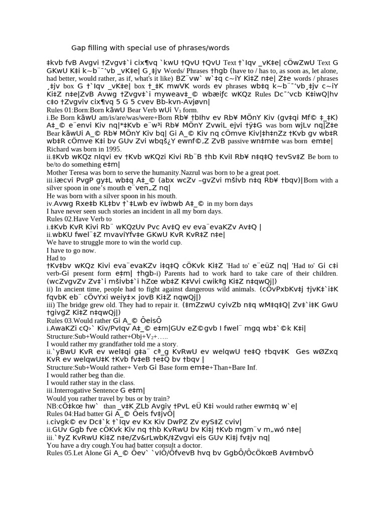 Gap Filling With Special Use of Phras | PDF