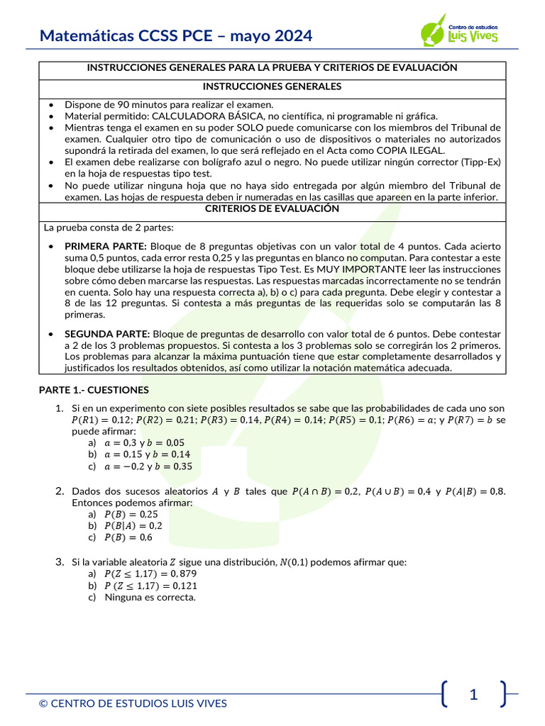 Matemáticas 2024 | PDF