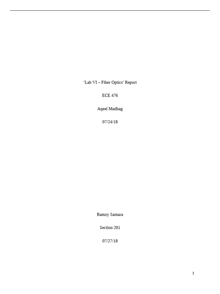 Lab VI Report Ramzy | PDF | Optical Fiber | Waveguide