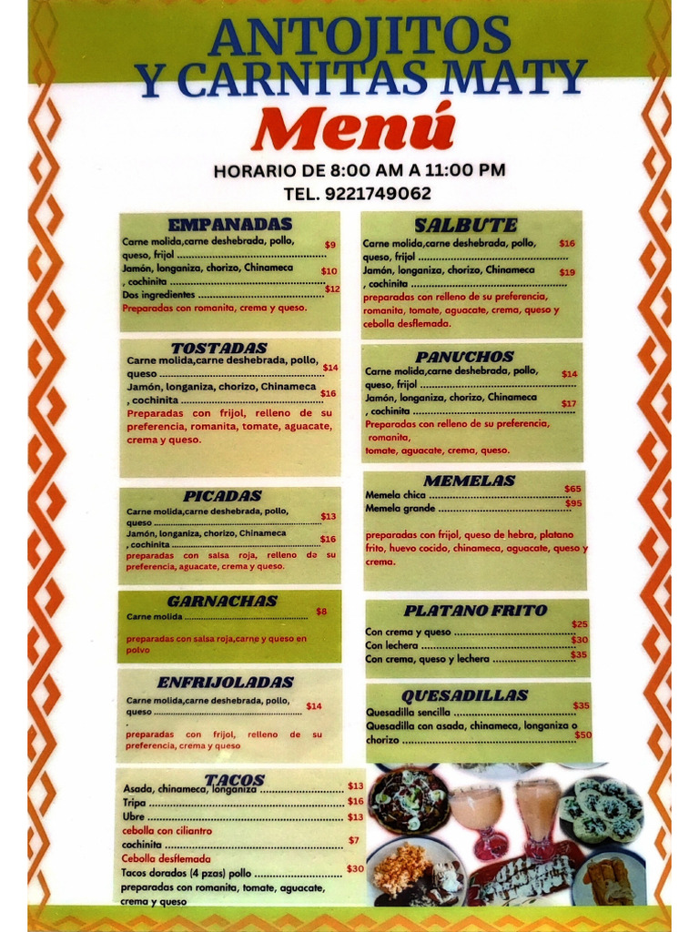 Nuevo Menú Antojitos y Carnitas | PDF
