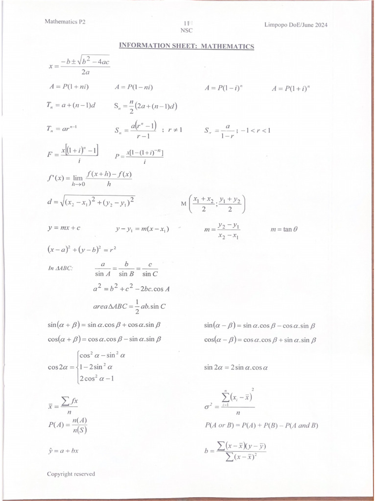 MATHEMATICS P2 Grade 12 June 2024 LIMPOPO DoE | PDF