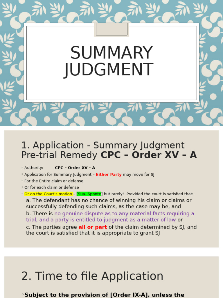 Summary Judgment | PDF