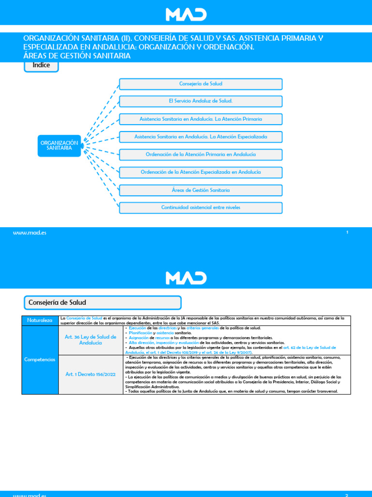 112 Organización Sanitaria. Consejeria Salud y SAS. Atención Primaria y Especializada | PDF