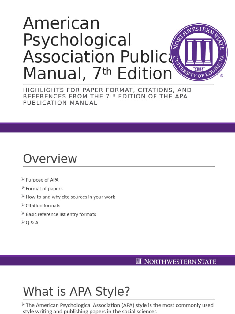 APA 7 Workshop 2020 - by NSU | PDF